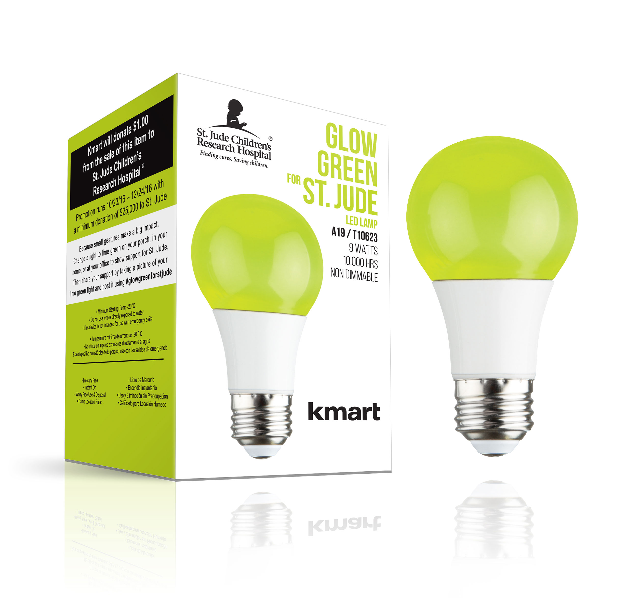 Luminance St. Jude Research Hospital 9W LED A-19 Lime Green Light Bulb ...