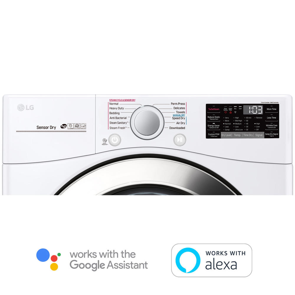 LG DLEX3700W 7.4 cu. ft. Smart Wi-Fi Enabled Electric Dryer w ...