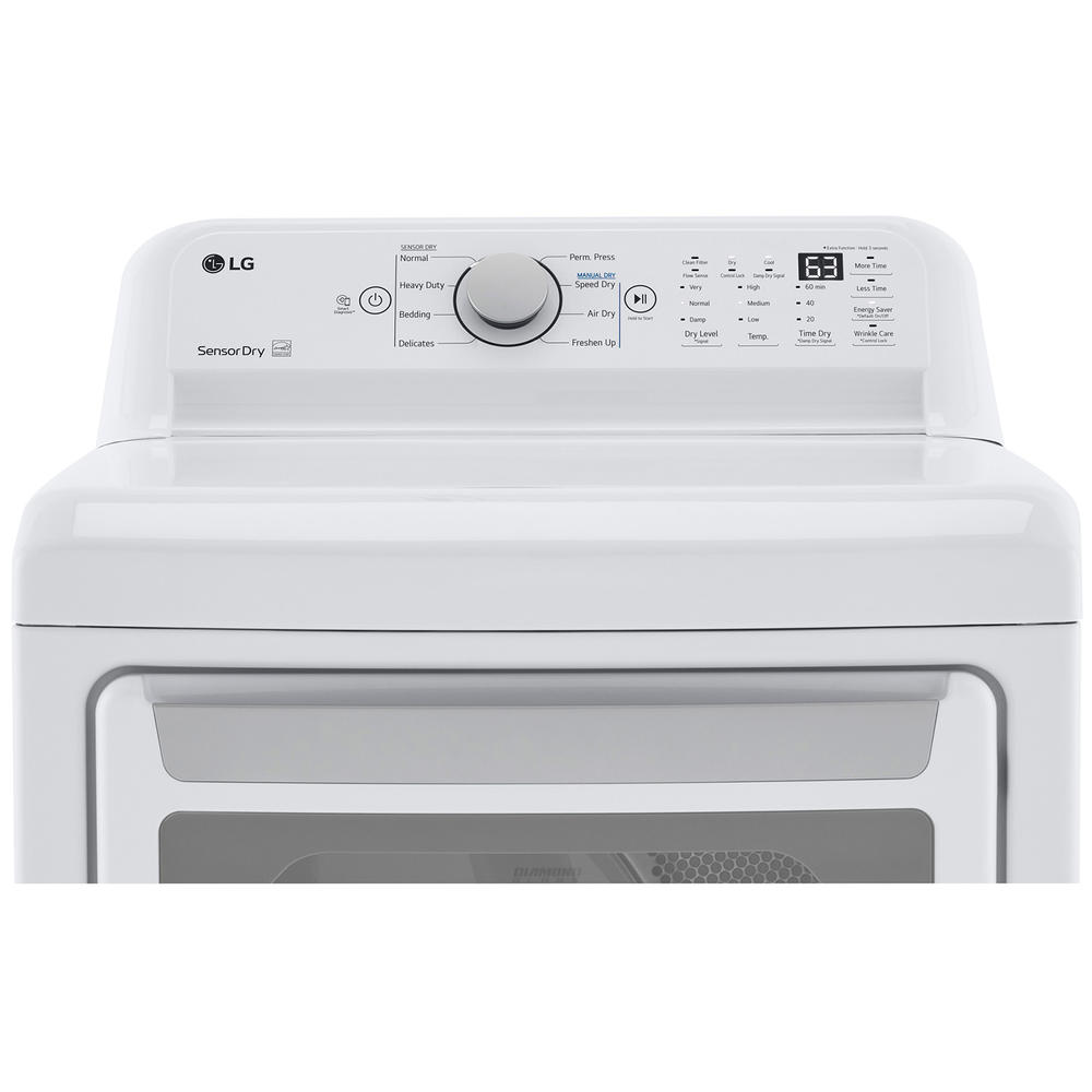 LG DLE7150W 7.3 cu. ft. Top Load Electric Dryer with Sensor Dry – White