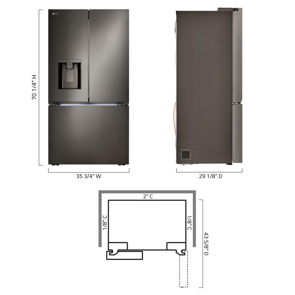 LG LRYXC2606D 25.5 cu. ft. 3 Door French Door Counter Depth ...
