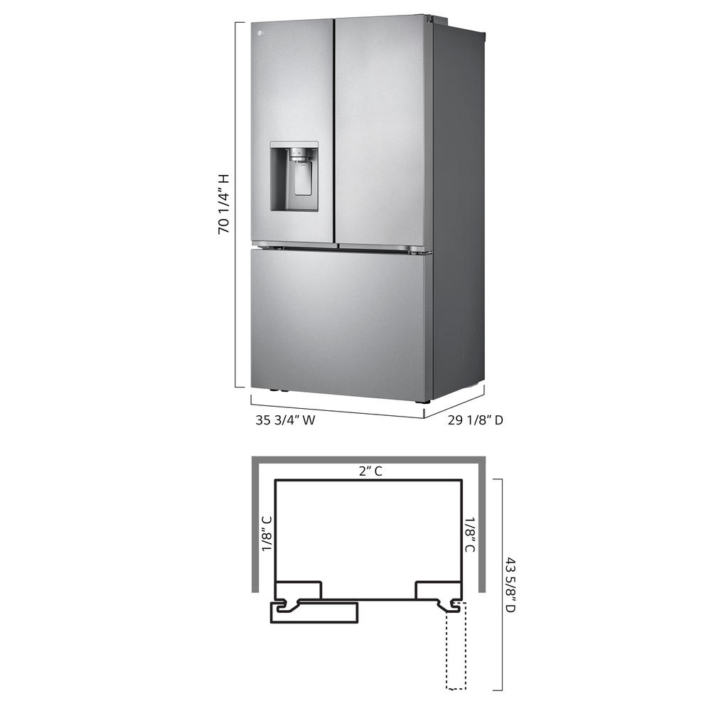 LG LRYXC2606S 25.5 cu. ft. 3 Door French Door Counter Depth ...