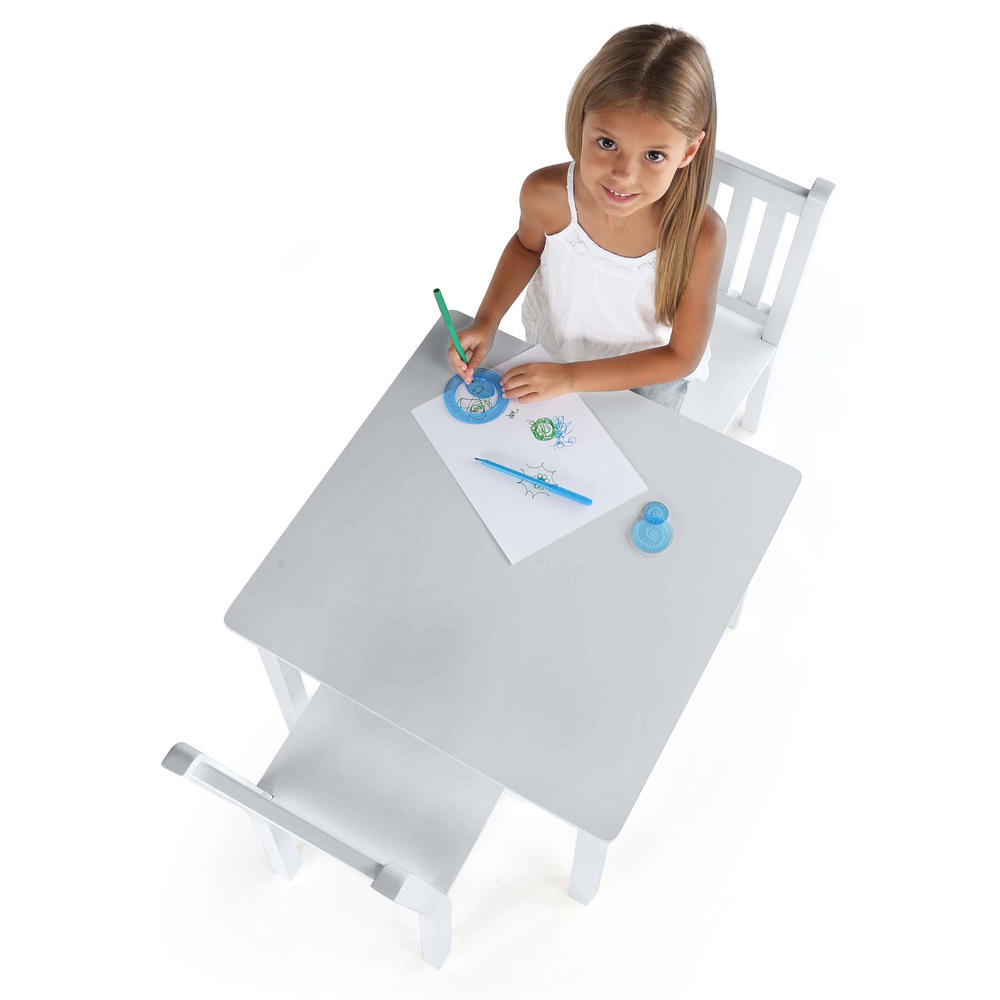 Tot Tutors Kids Wood Table and 2 Chairs Set, White (Daylight)