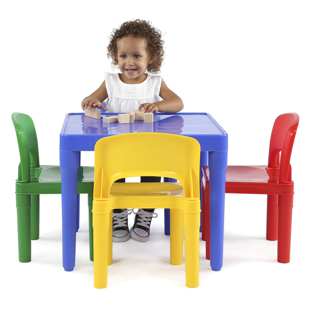 Tot Tutors Kids Plastic Table and 4 Chairs Set, Primary Colors