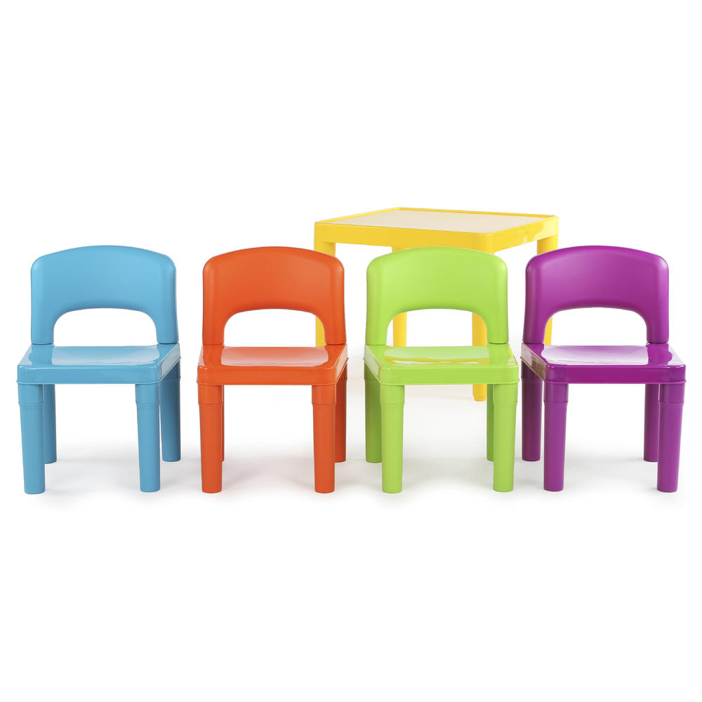 Tot Tutors Kids Plastic Table and 4 Chairs Set, Vibrant Colors