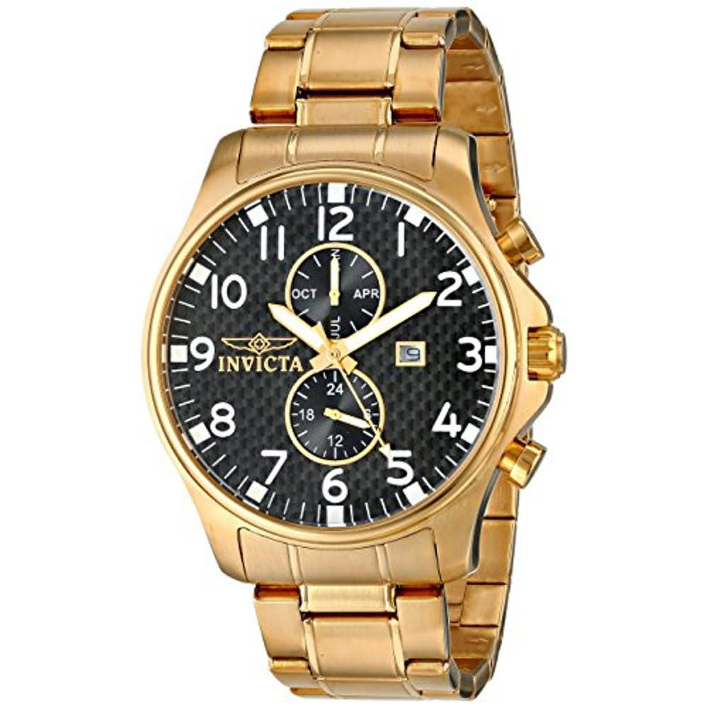 Invicta 0382 Men’s II Collection Stainless Steel 18K Gold Plated Analog ...