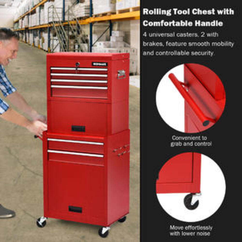 Costway 6-Drawer Rolling Tool Chest Storage Cabinet Toolbox Combo ...
