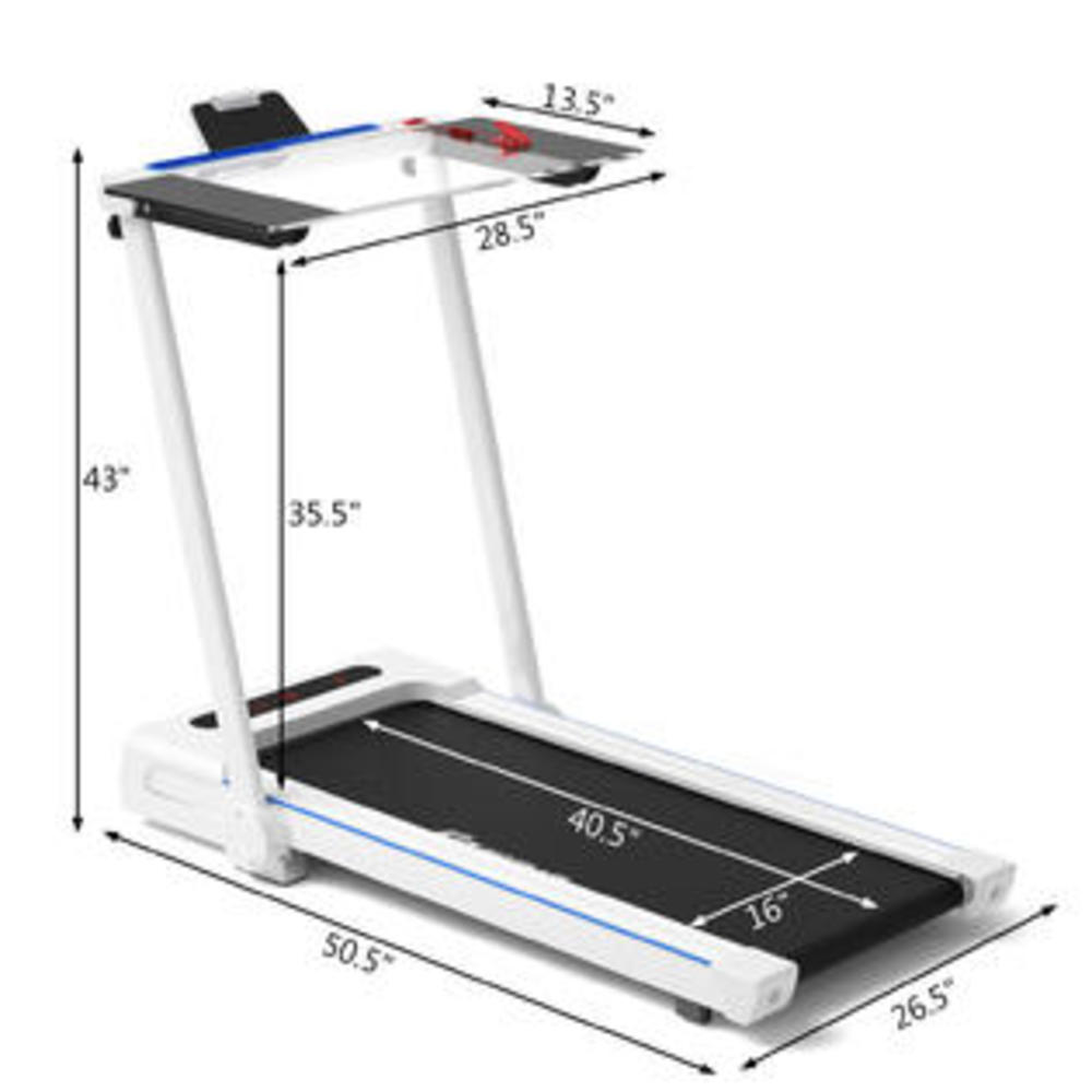 Goplus 2.25HP Folding Running Treadmill w/ Speaker & Remote - White
