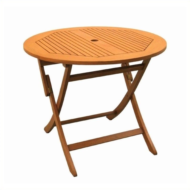 International Caravan Royal Tahiti Yellow Balau Wood 36-inch Folding Table