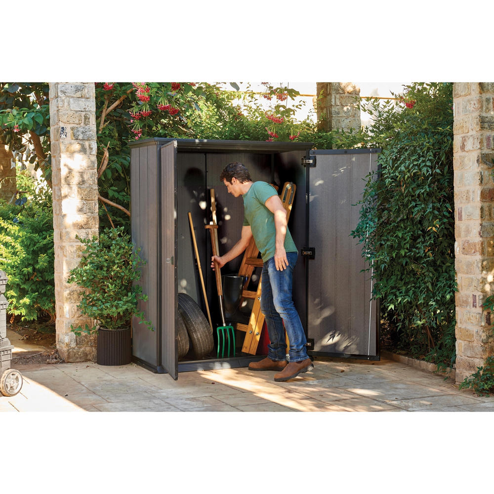 Keter 227474 4.6' x 2.5' x 5.10' High Store Resin Wood Outdoor Storage Shed