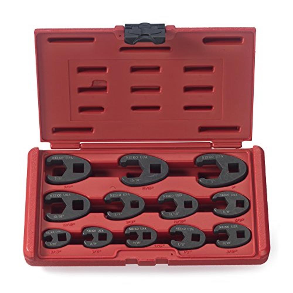 Neiko Tools USA Crowfoot Wrench Set - SAE 5/16" - 1", 12-Piece