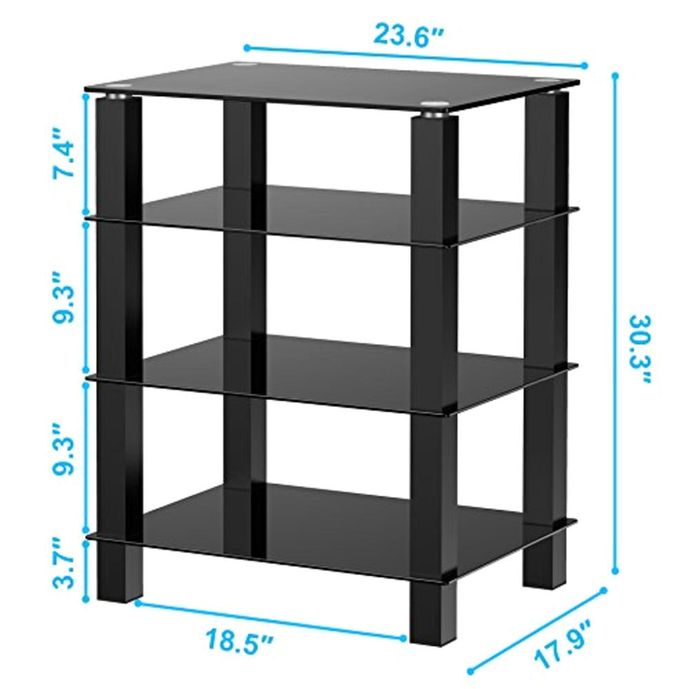 Fitueyes 4-Tier Media Component Stand with Glass Shelves
