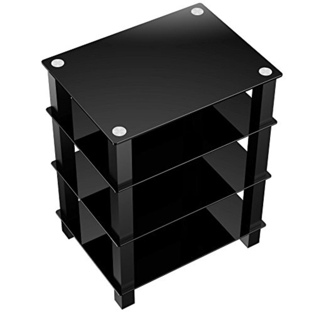 Fitueyes 4-Tier Media Component Stand with Glass Shelves