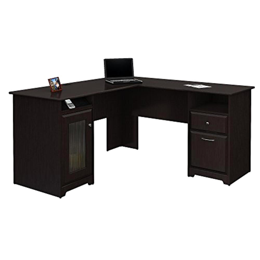 Bush Furniture Cabot L-Shaped Desk with 4-Port USB Hub - Espresso Oak