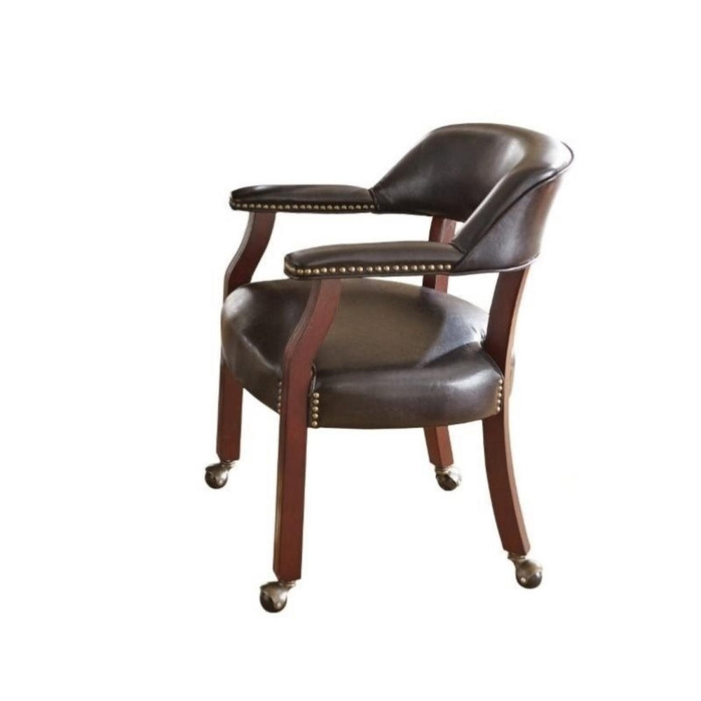 Steve Silver Tournament Captains Hardwood Chair with Casters - Black