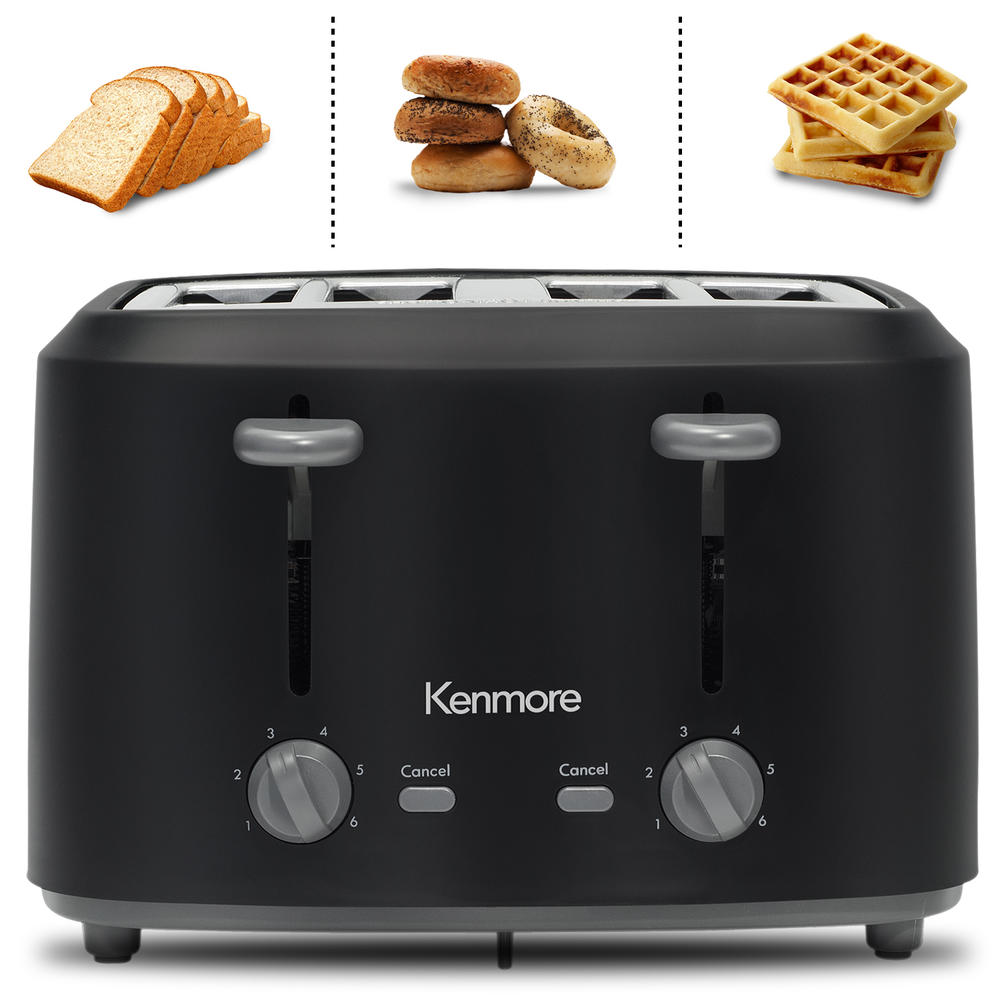 Kenmore KKTS4SB 4-Slice Toaster with Dual Controls, Matte Black and ...
