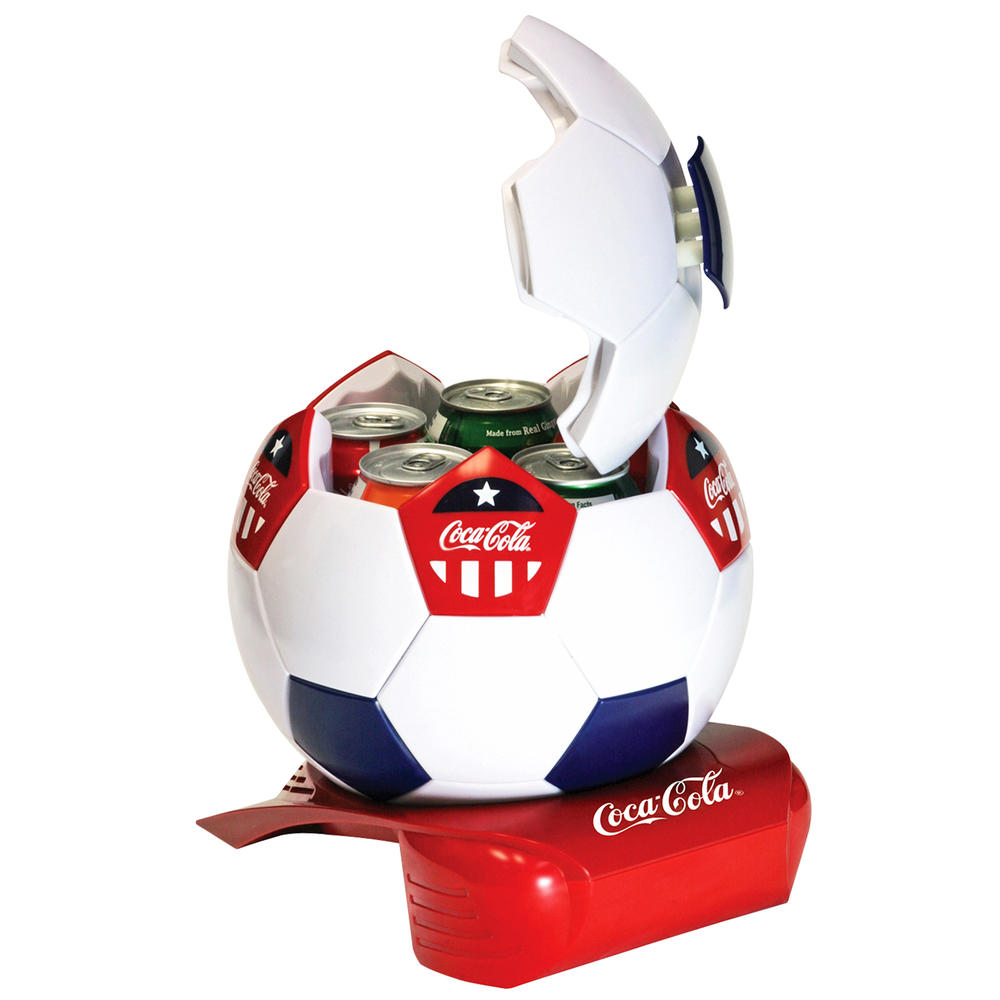 Coca-Cola Soccer Ball Mini Fridge, 5 Can Beverage Cooler with Hidden ...