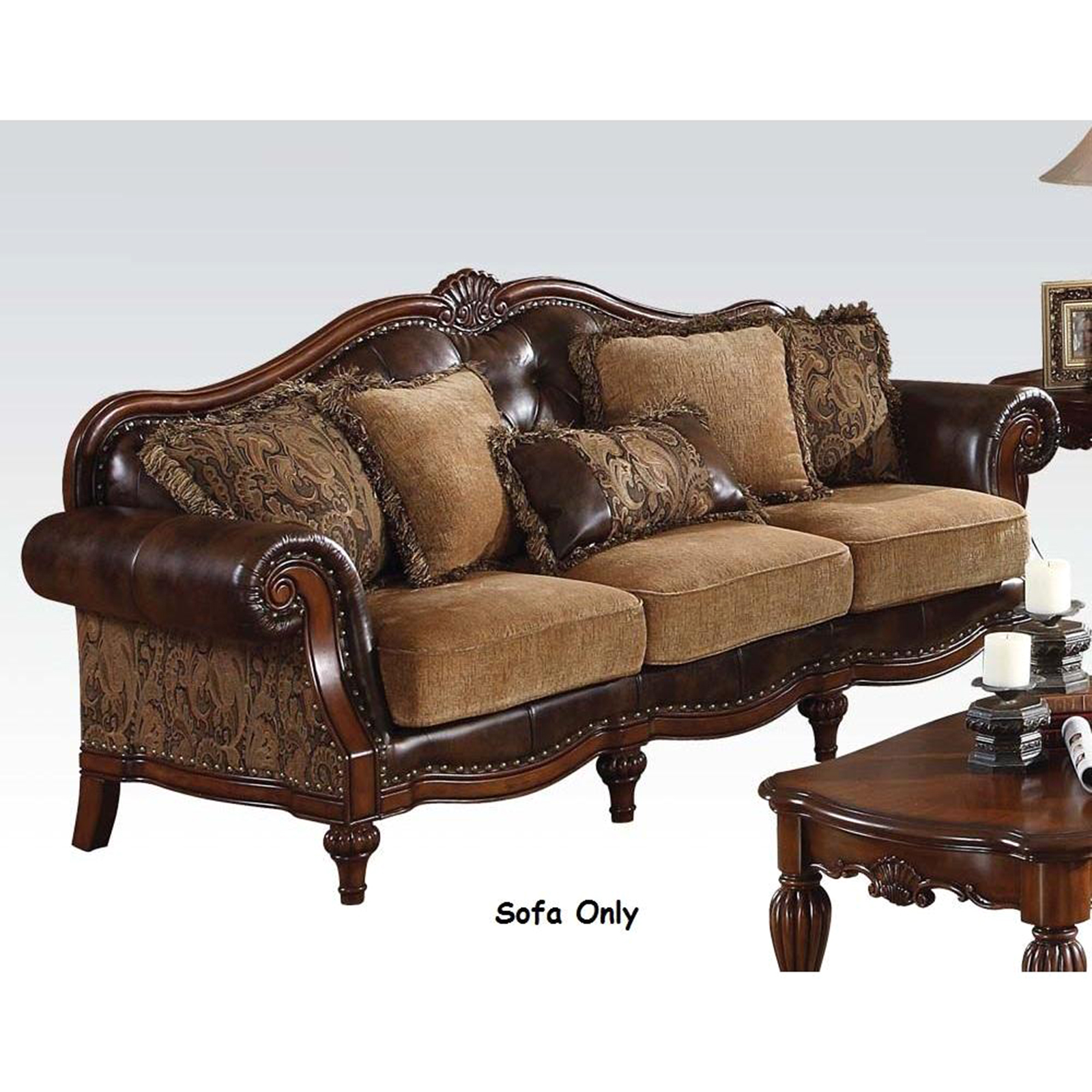 Acme Furniture Dreena 93" Sofa with 5 Pillows - Brown