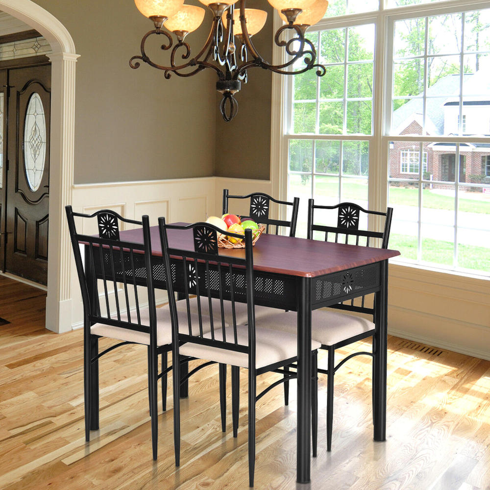 Goplus 5pc. Dining Table with 4 Chairs - Purple