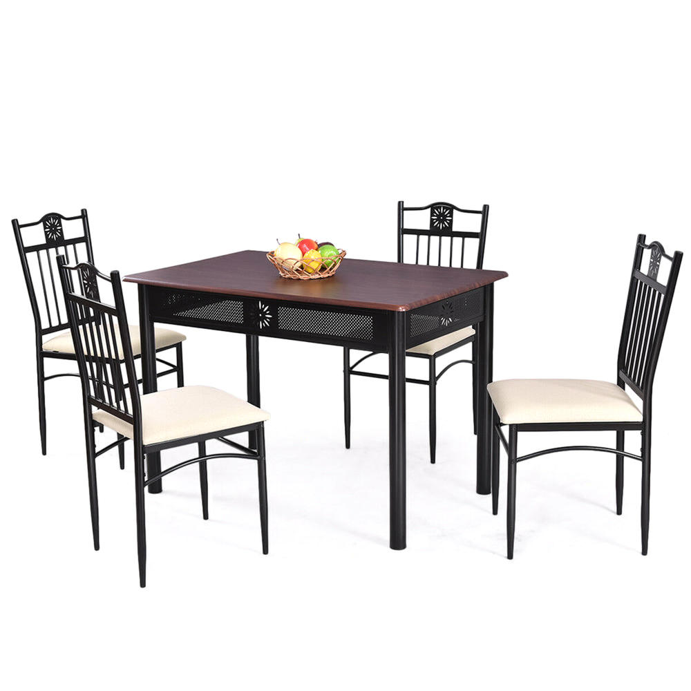 Goplus 5pc. Dining Table with 4 Chairs - Purple