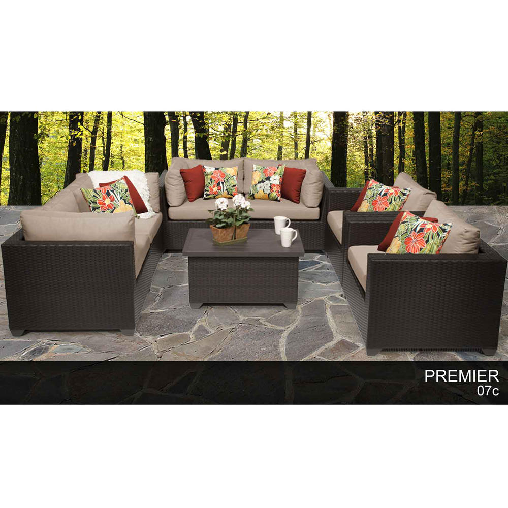 TK Classics Premier 7pc. Outdoor Patio Furniture Set - Tan