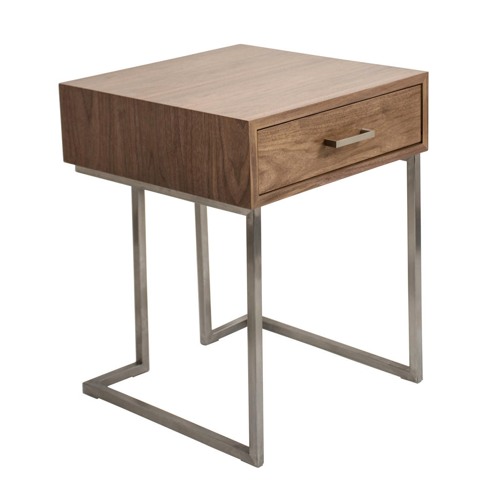 Lumisource Roman Contemporary End Table - Walnut