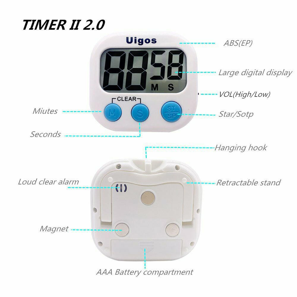Uigos 2pc. Digital Timer Set - White and Blue