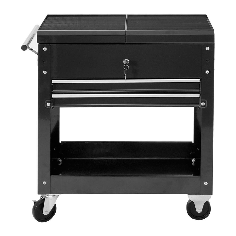 Goplus Rolling Mechanics Tool Cart with 2 Drawers - Black
