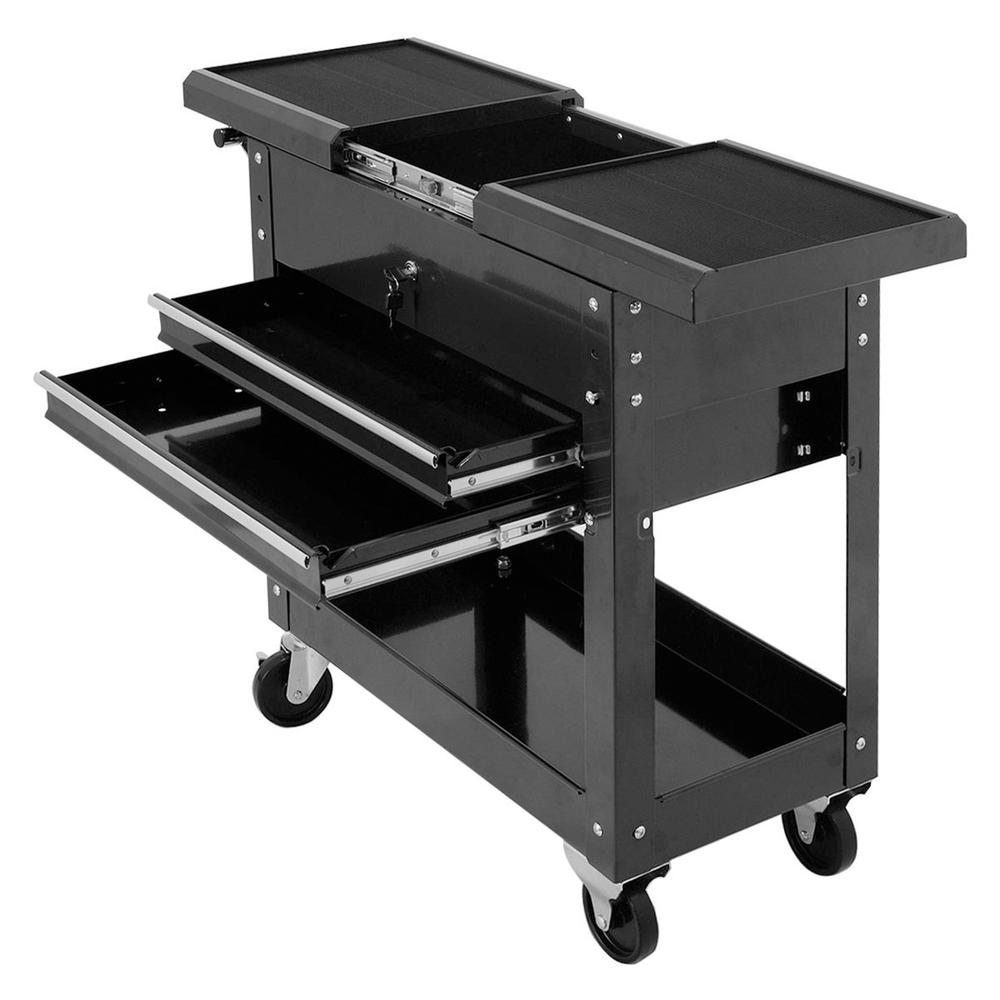 Goplus Rolling Mechanics Tool Cart with 2 Drawers - Black
