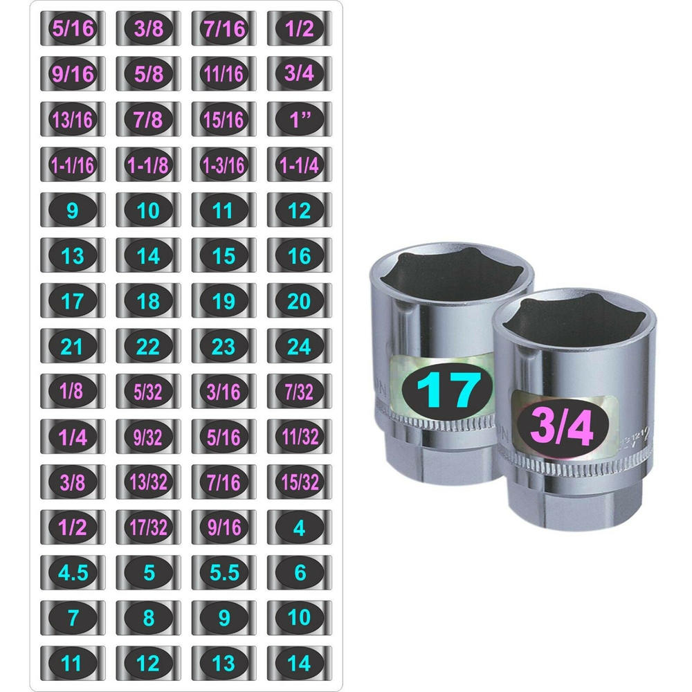 SteelLabels 60pc. Ladies Color Coded Chrome Socket Labels