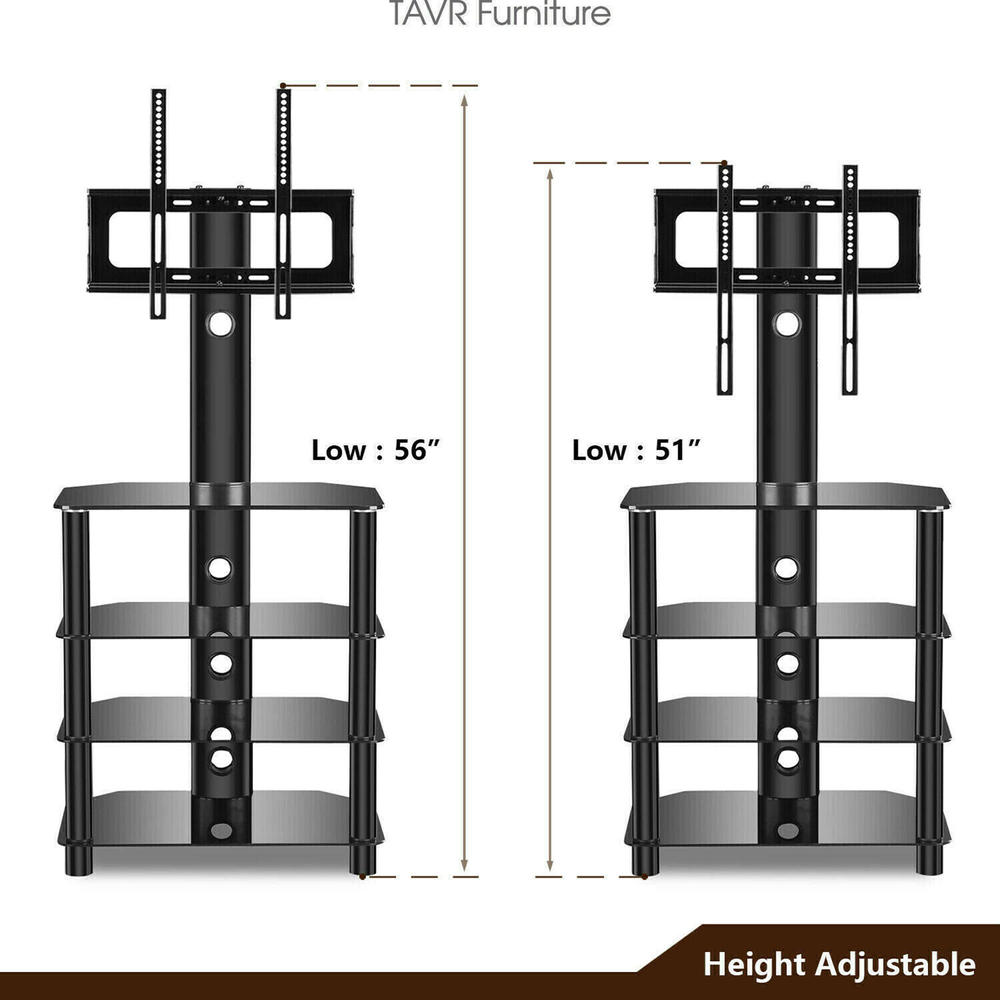 TAVR Furniture 4-Tier Media Component TV Stand with Mount – Black