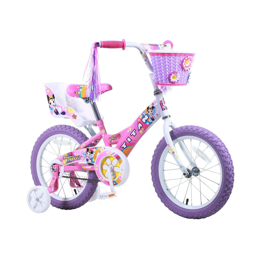 Titan 16" Girls' Flower Princess BMX Bike with Training Wheels