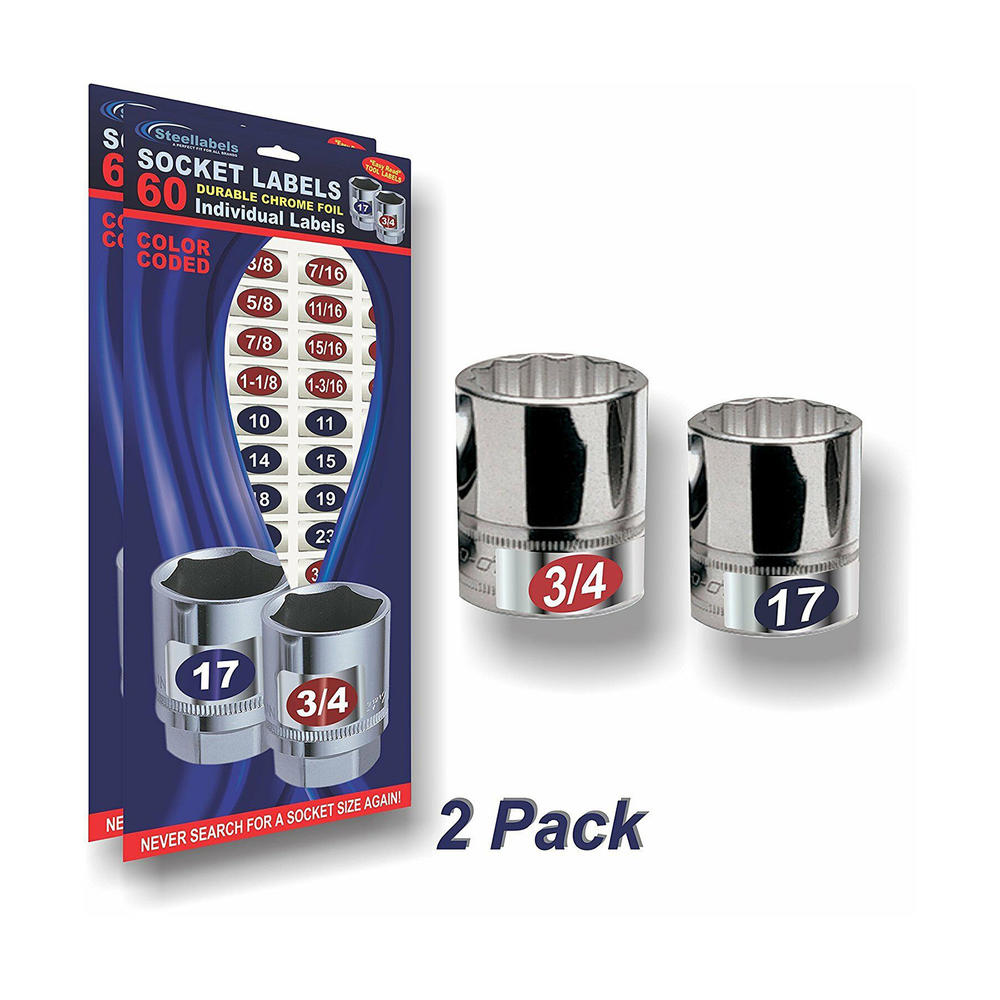 SteelLabels 120pc. Metric and SAE Chrome Socket Labels - Blue