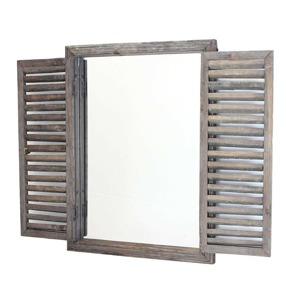 Pier Surplus Shuttered Mirror with Wooden Frame
