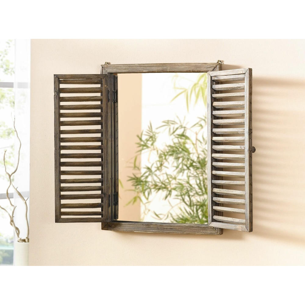 Pier Surplus Shuttered Mirror with Wooden Frame