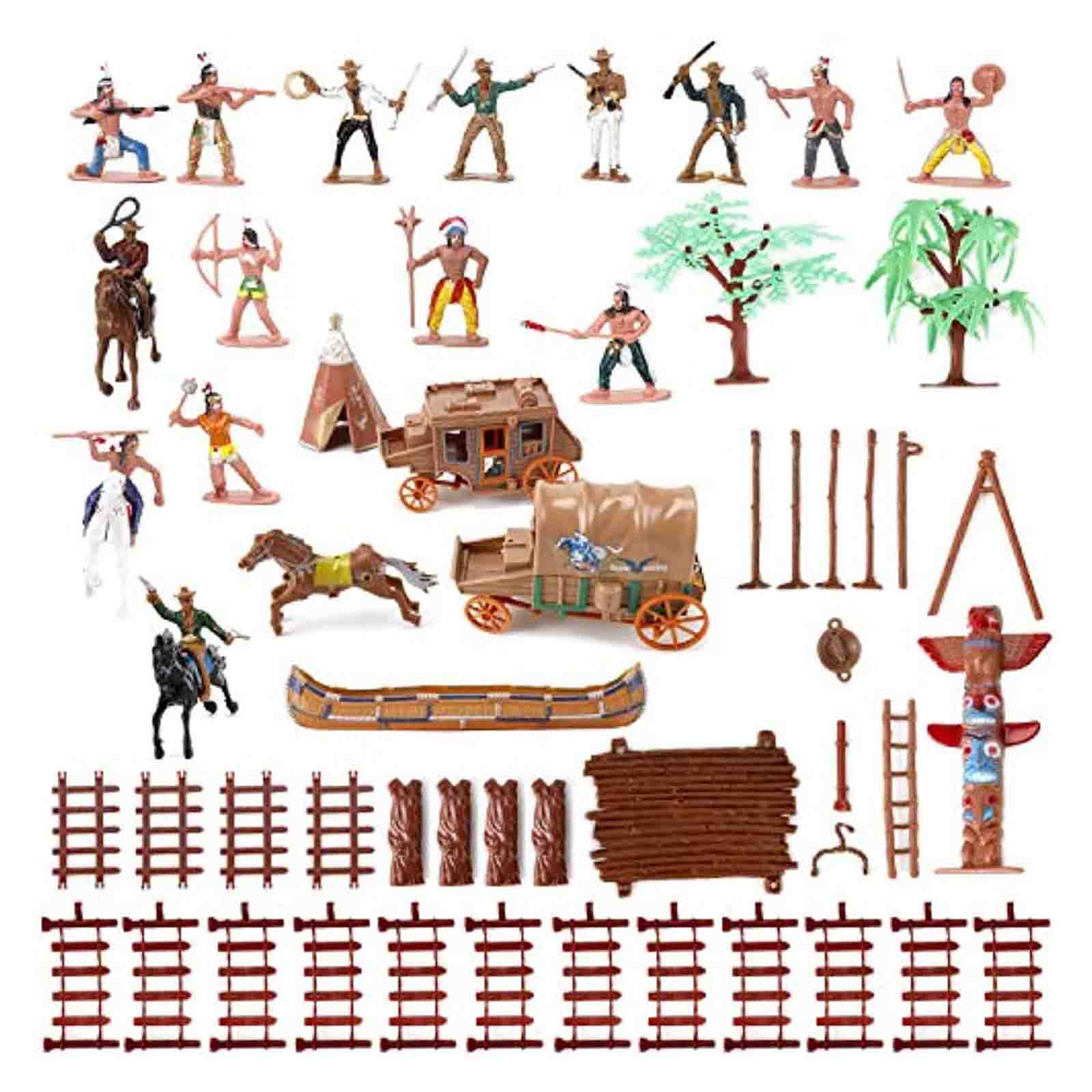 Liberty Imports 55pc. Wild West Cowboys & Native American Indians Toys