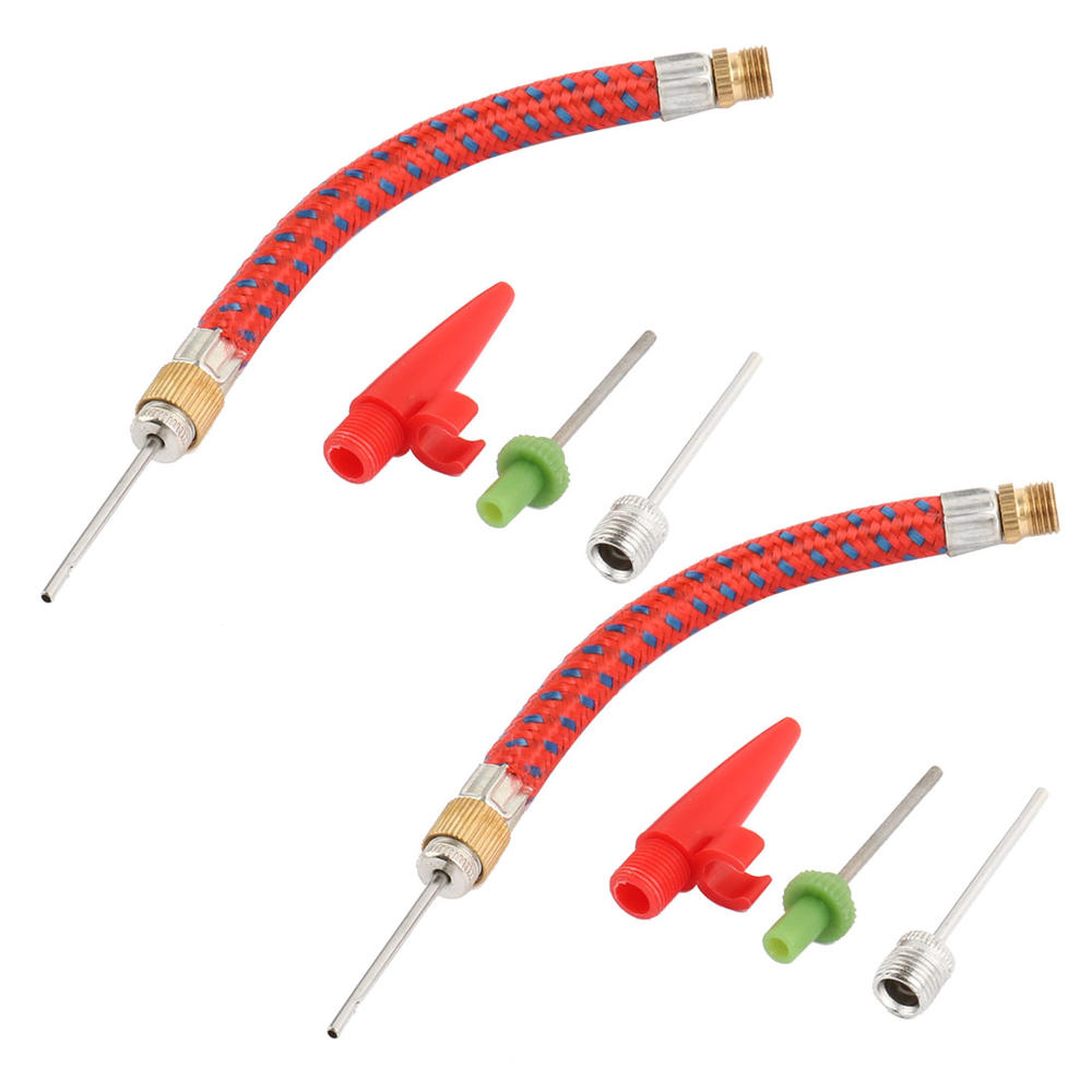UXCELL 10-in-1 Inflating Hose & Needle Set - Silver Tone/Red