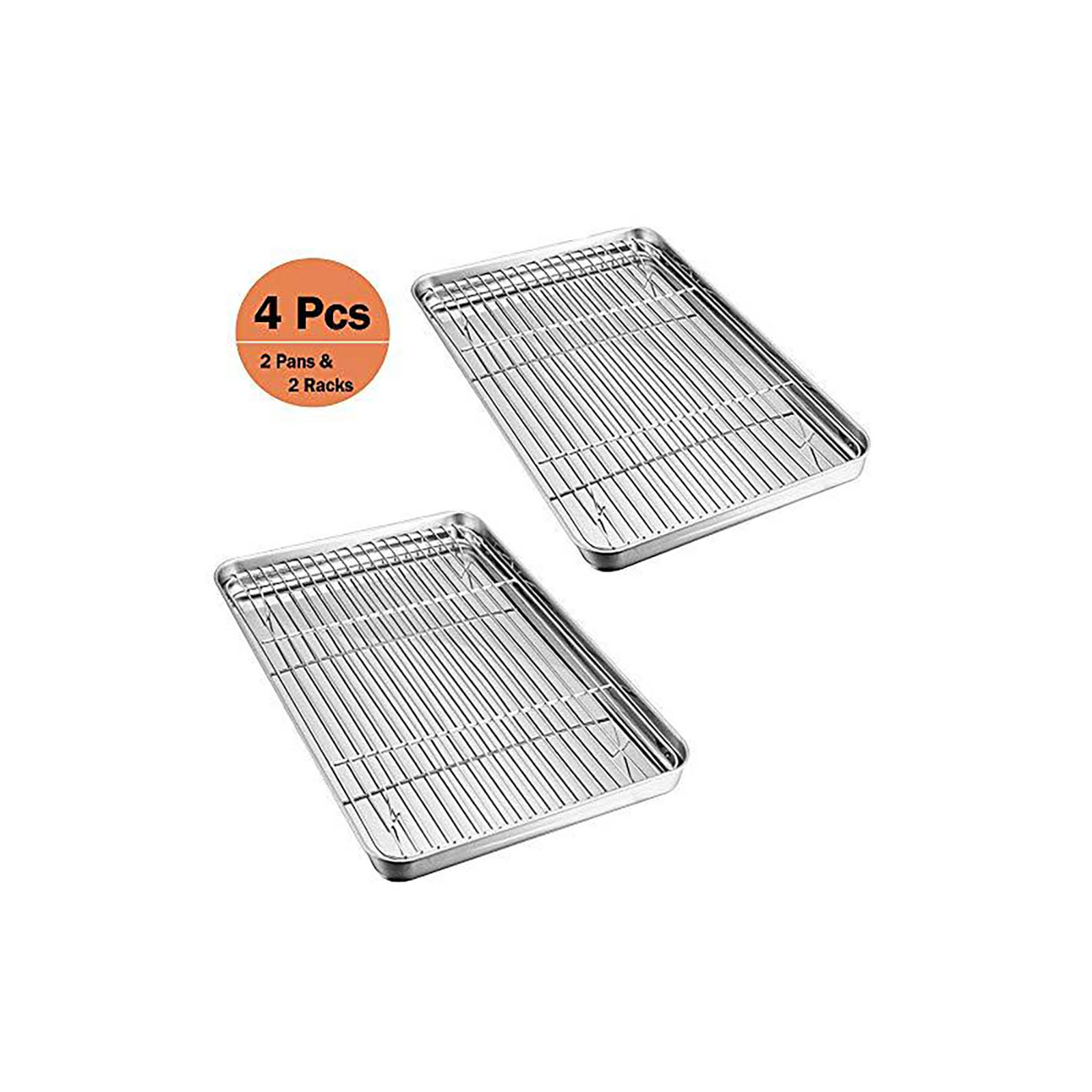P&P Chef 4pc Stainless Steel Baking Sheet with Cooling Rack Set