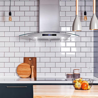 30 Wall Mount Range Hood with Tempered Glass Visor LCD Display Permanent Filters LED Lighting