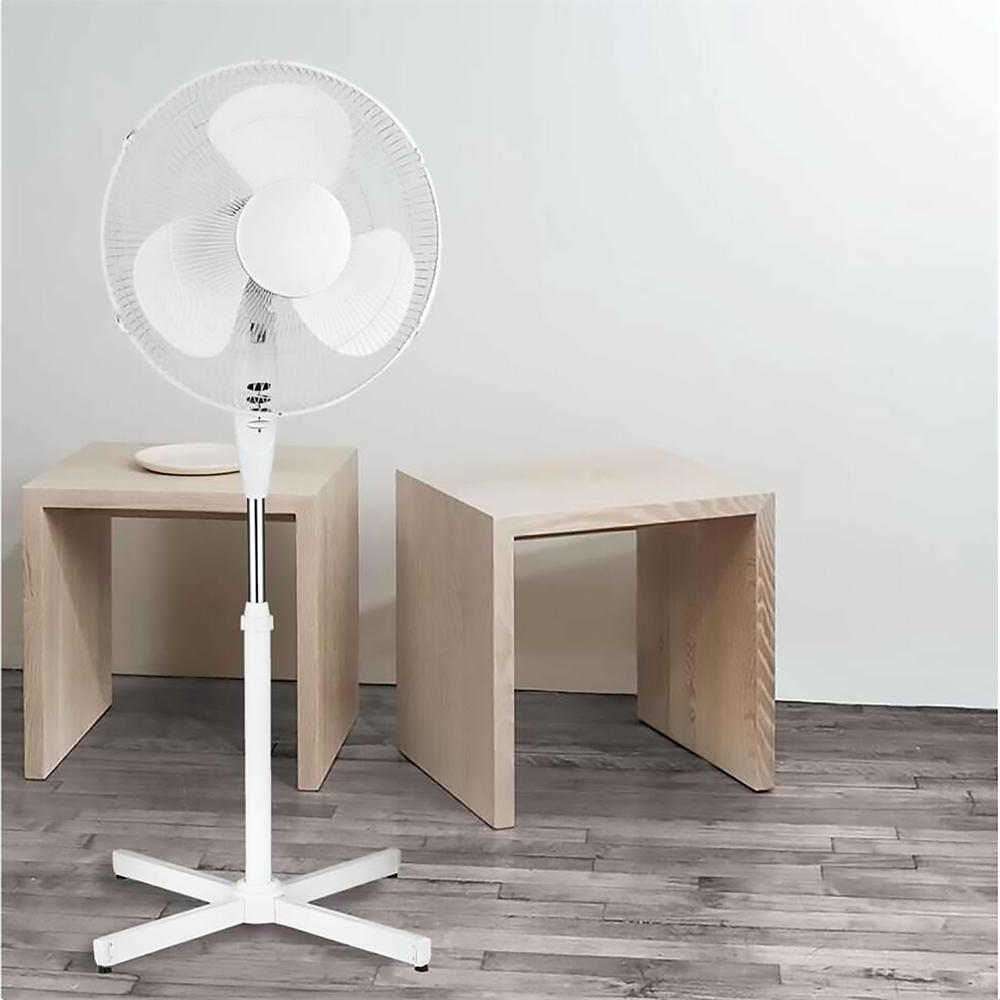 Optimus 97092741M 16 in. Oscillating Stand Fan - White