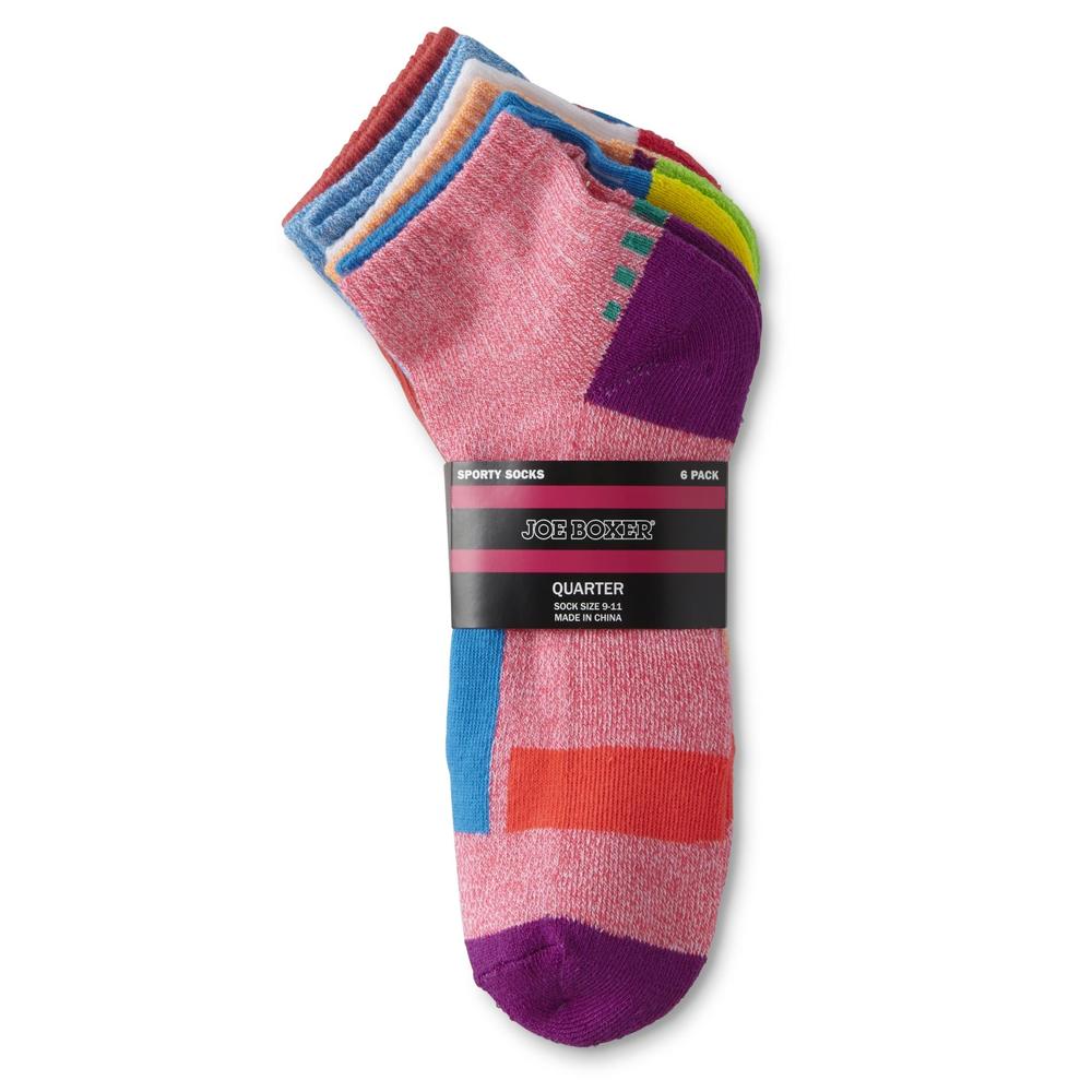Joe Boxer Women's 6-Pairs Quarter Socks - Colorblock