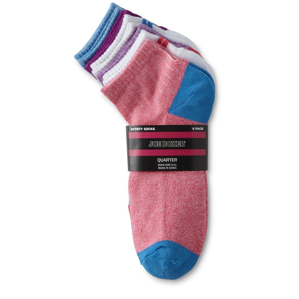 Joe Boxer Women's 6-Pairs Quarter Socks - Colorblock