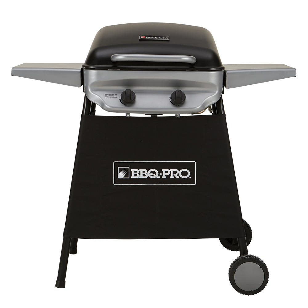 BBQ Pro 2-Burner Gas Grill with Side Shelves - Black