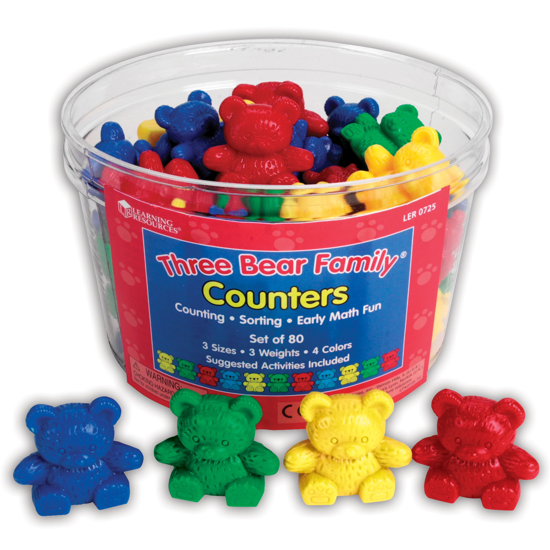 Learning Resources Three Bear Family Basic Set 80/Pk 3 Sizes 4 Colors