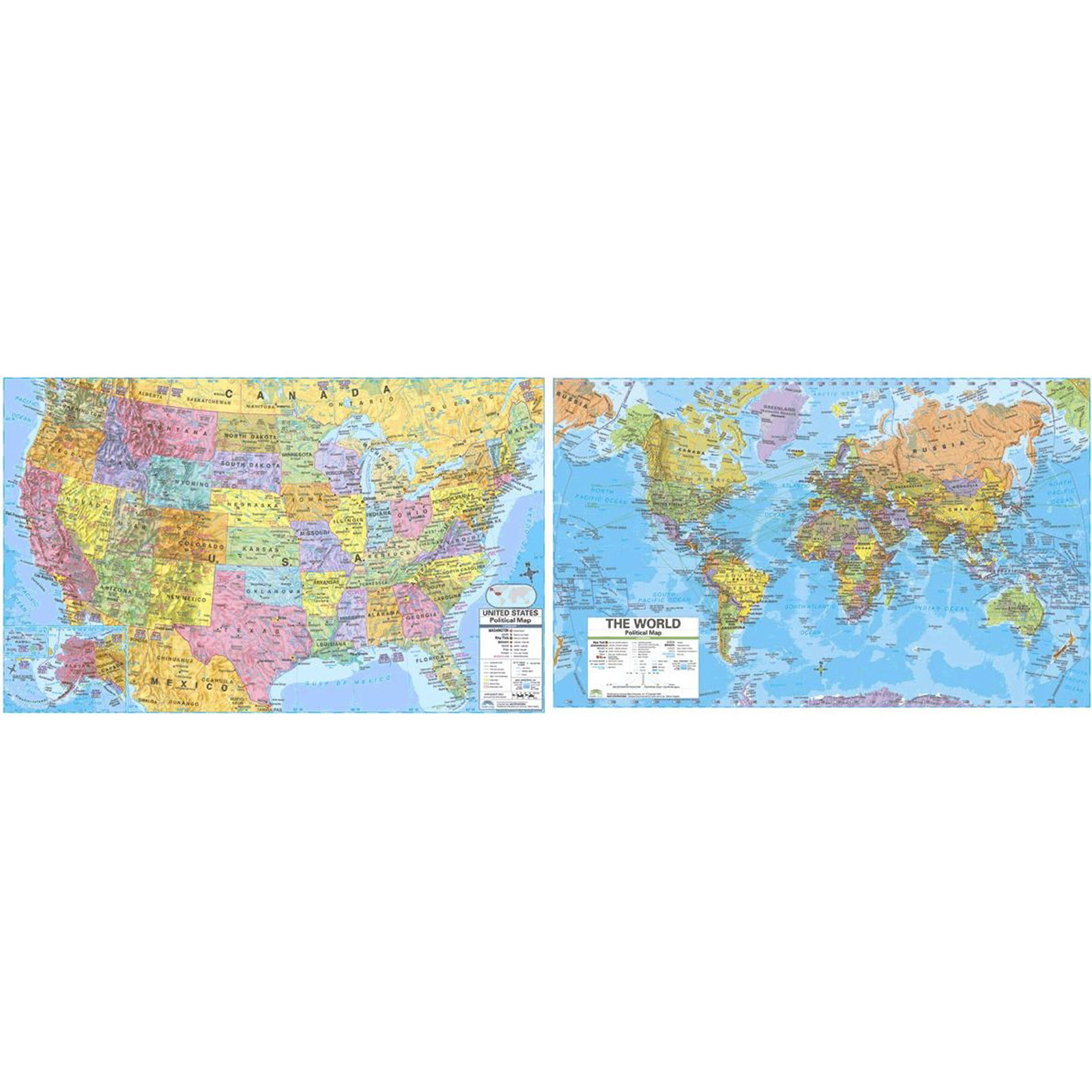 Kappa Map Group U.S./World Advanced Political Rolled Laminated Map Set ...