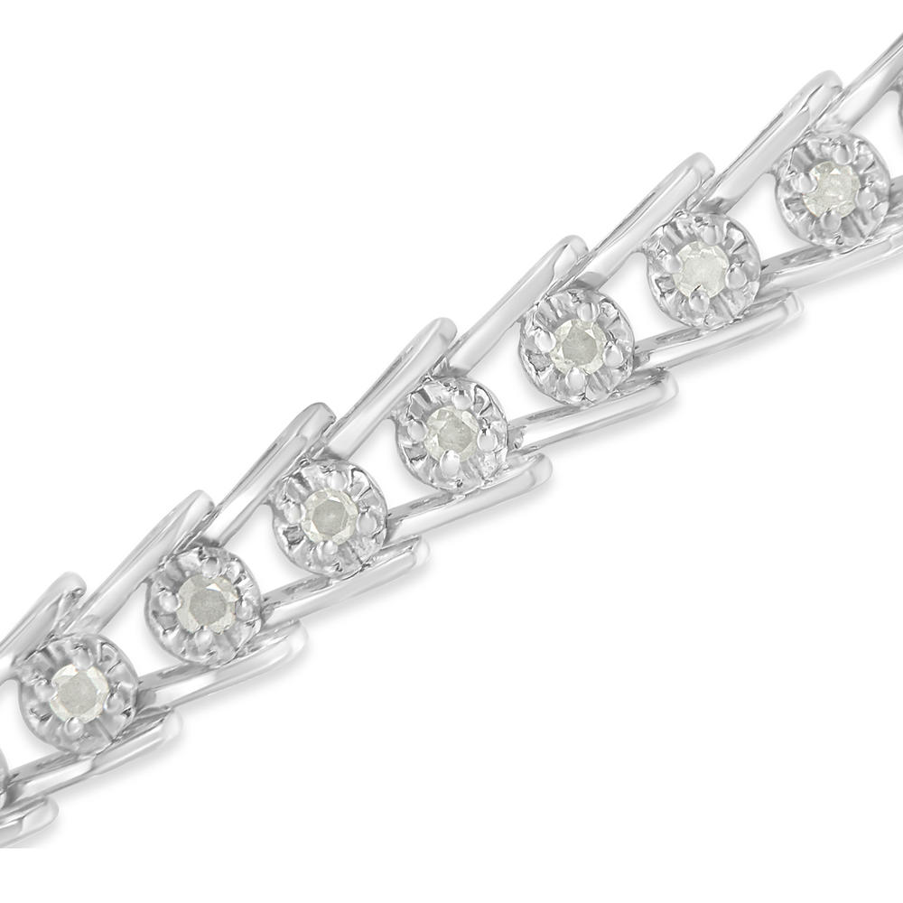 Sterling Silver 1ct TDW Rose-cut Diamond Wave link Bracelet (I-J, I3-Promo)