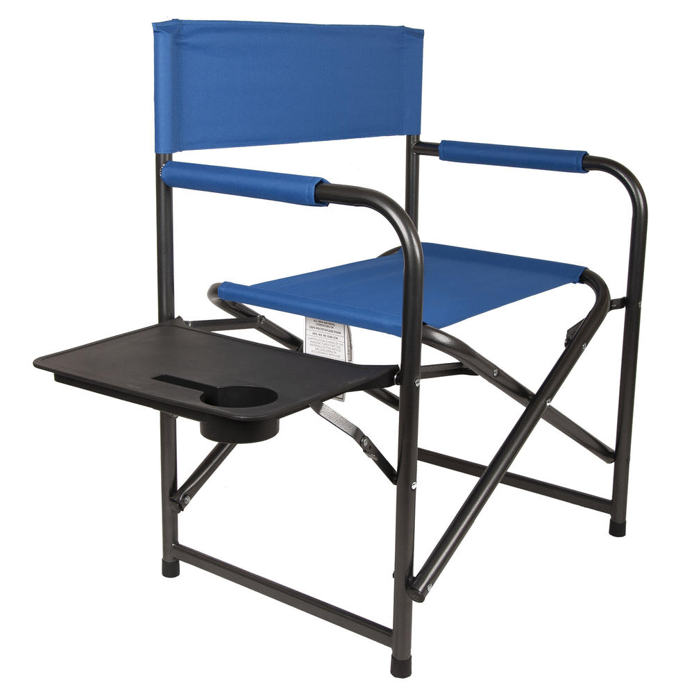 World Famous Sports Folding Director’s Chair with Table - Blue