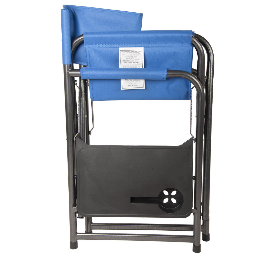 World Famous Sports Folding Director’s Chair with Table - Blue