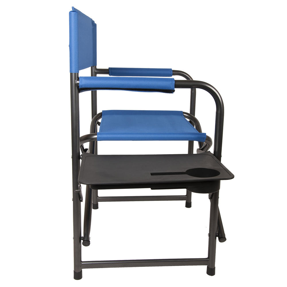 World Famous Sports Folding Director’s Chair with Table - Blue