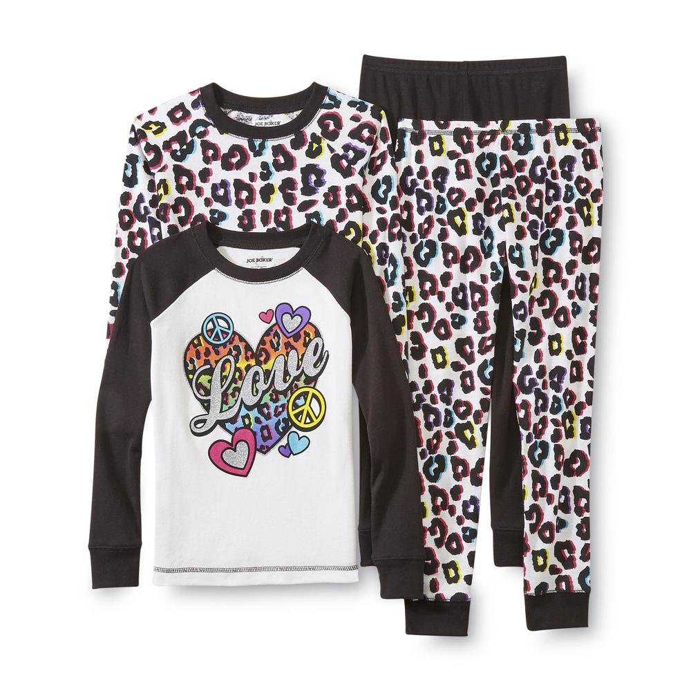 Joe Boxer Girl's 2-Pairs Long-Sleeve Pajamas - Leopard Print