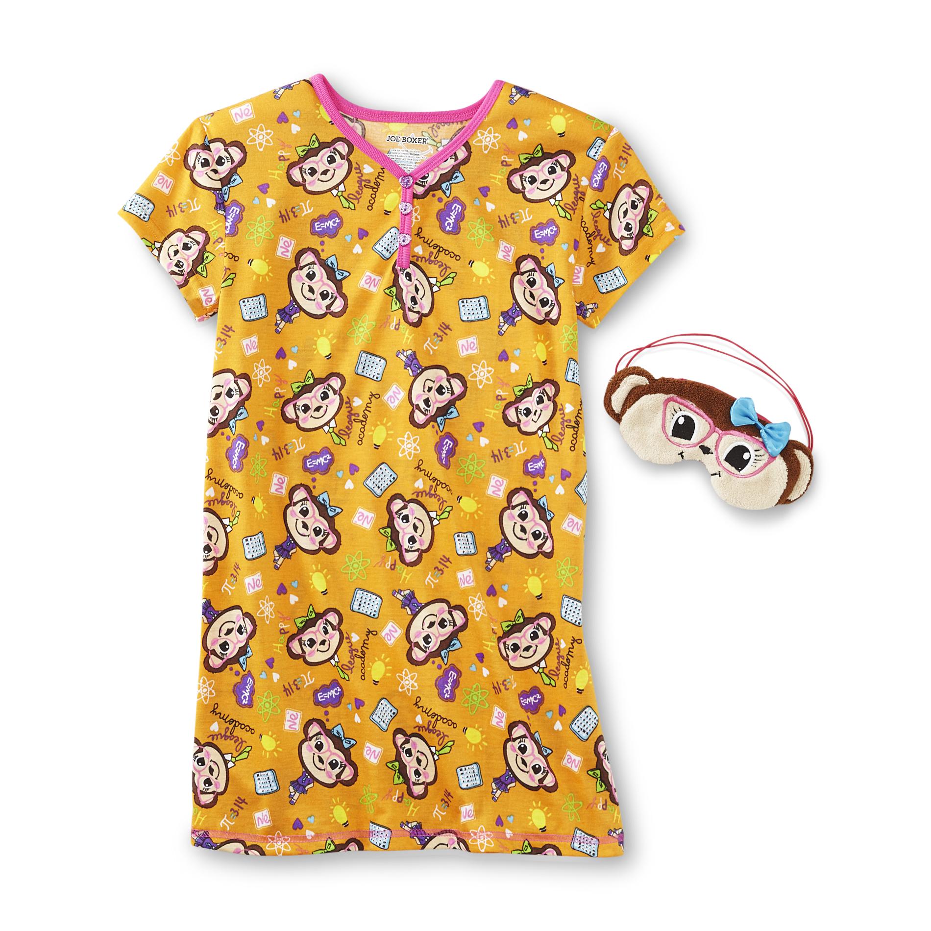 Joe Boxer Girl's Nightgown & Sleep Mask - Smart Monkey